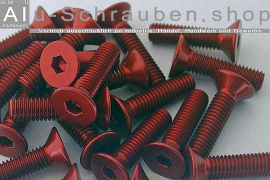 Alu Schrauben | Senkkopf | Rot | M2 | DIN 7991 / ISO 10642